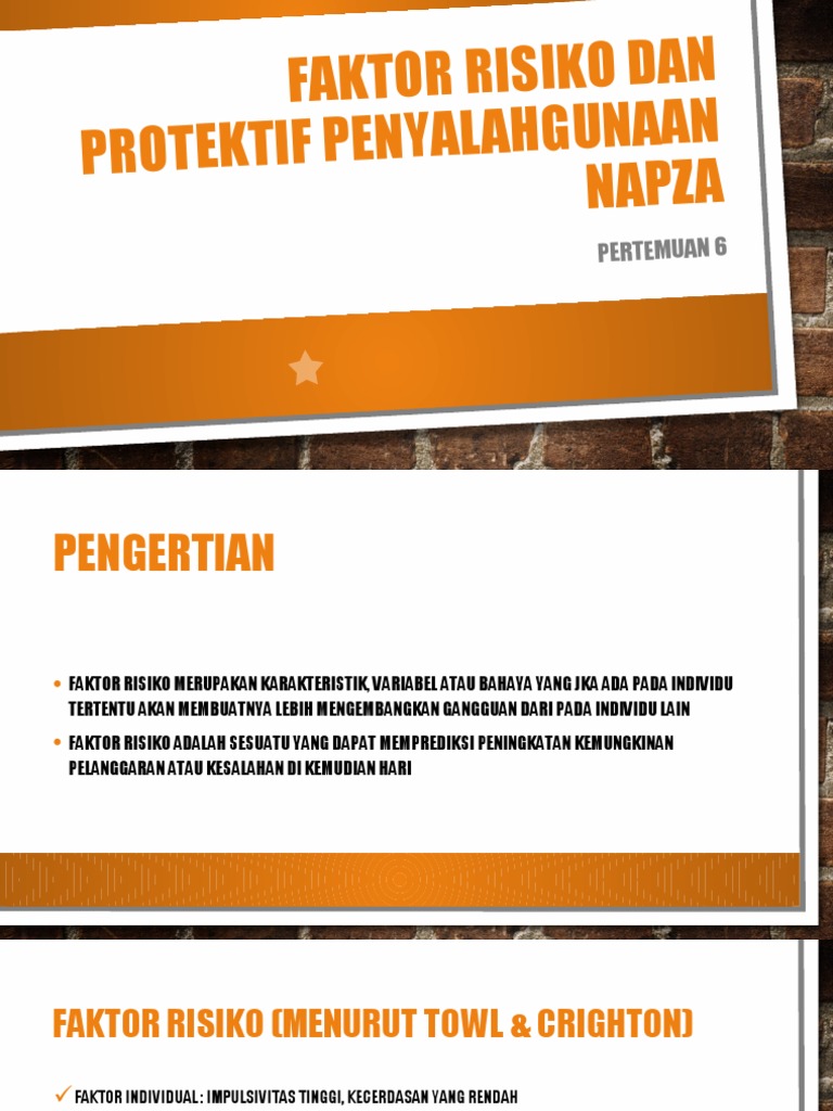 Pertemuan 6 Faktor Risiko Dan Protektif Penyalahgunaan Napza | PDF