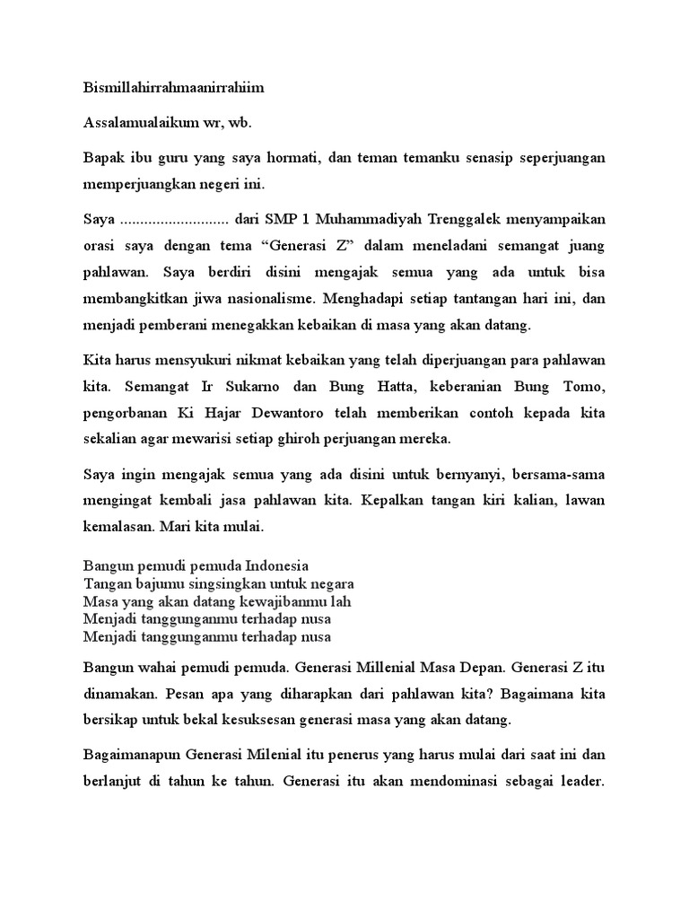 Orasi Kebangsaan: Generasi Z dan Nasionalisme | PDF