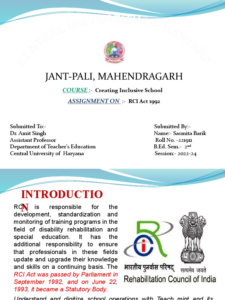Functions and Objectives of RCI Act 1992 | PDF | Physical Therapy ...