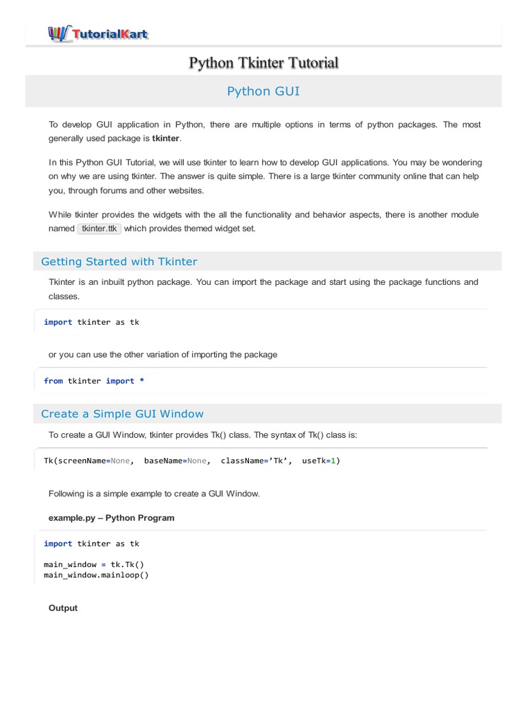TK Inter | PDF | Python (Programming Language) | Graphical User Interfaces
