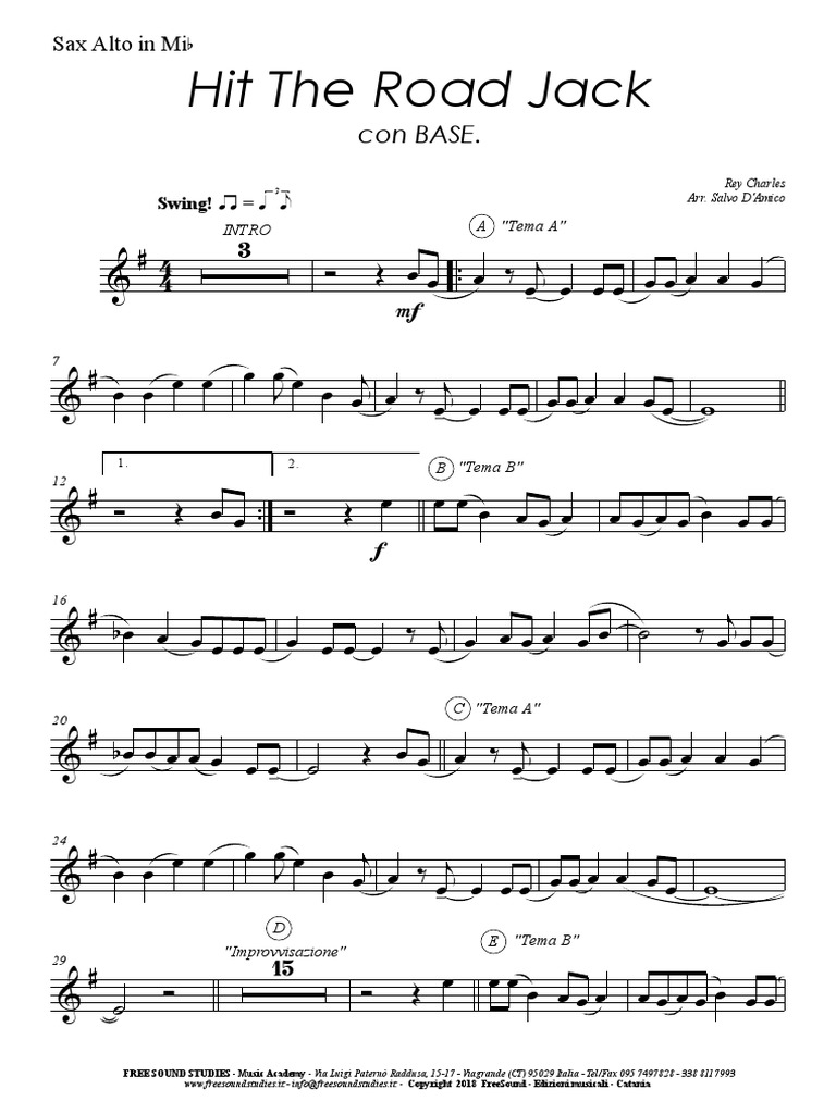 Hit The Road Jack - Con BASE - Sax Alto | PDF