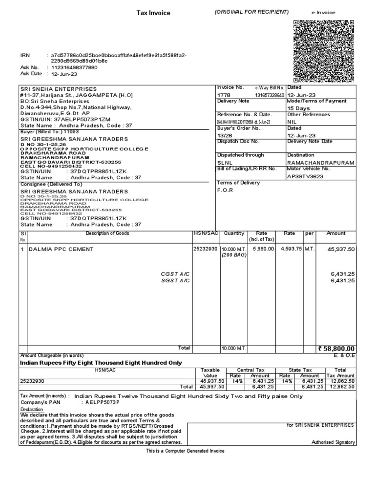 1778 Inv & Waybill | PDF | Taxes | Invoice