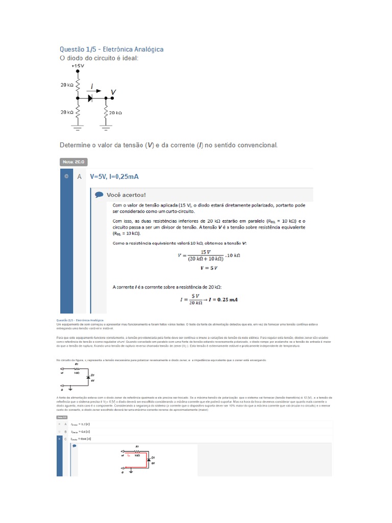 Apol 01 Eletrônica Analógica | PDF Apol 01 Eletrônica Analógica | PDF