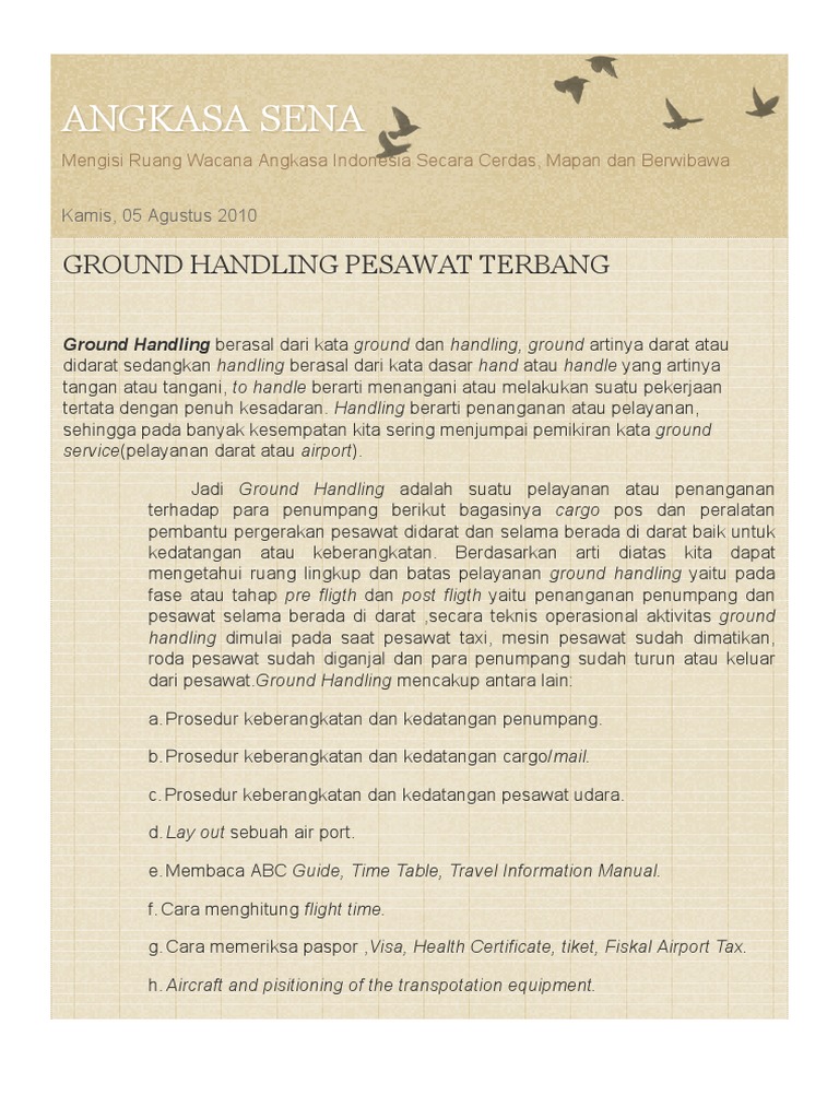 Angkasa Sena - Ground Handling Pesawat Terbang | PDF