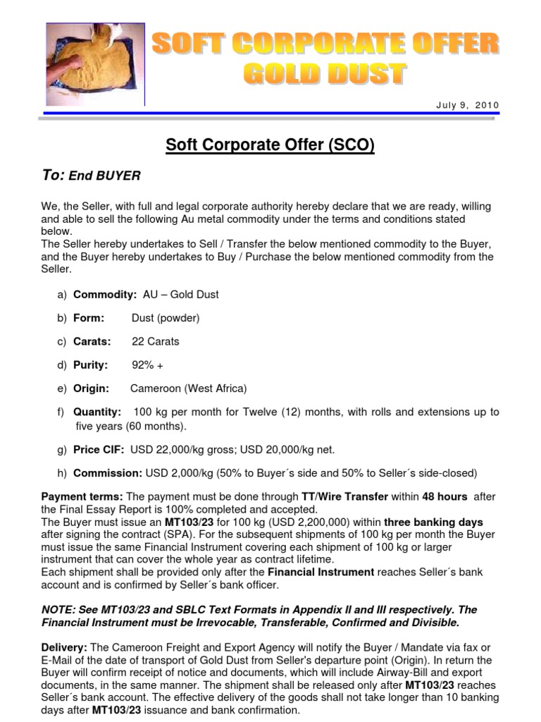 Soft Corporate Offer (SCO) : End Buyer | PDF | Letter Of Credit | Wire ...