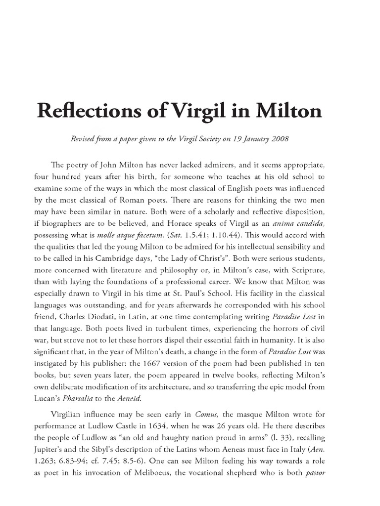 Reflections of Virgil in Milton | PDF | Aeneid | Virgil