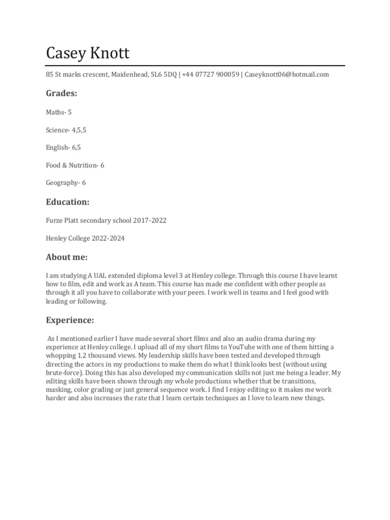 Casey Knott CV | PDF