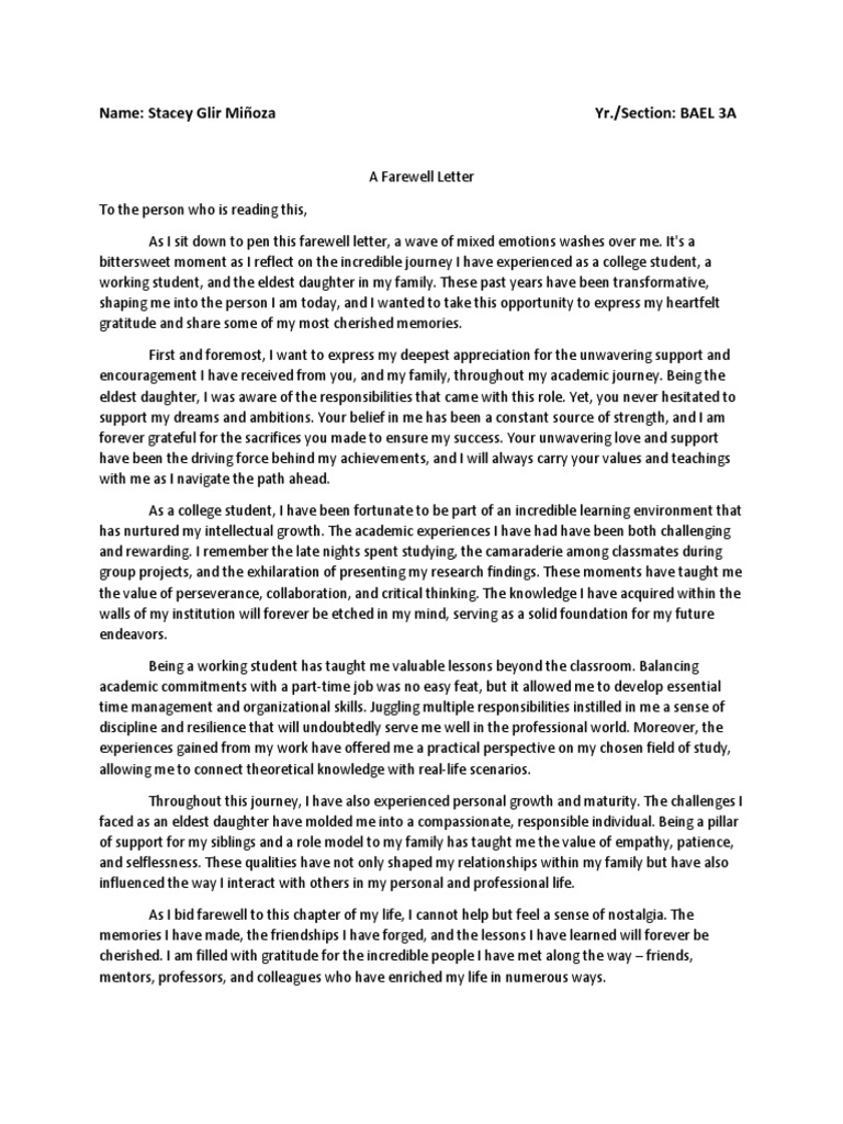 Farewell Letter | PDF | Career & Growth | Self-Improvement