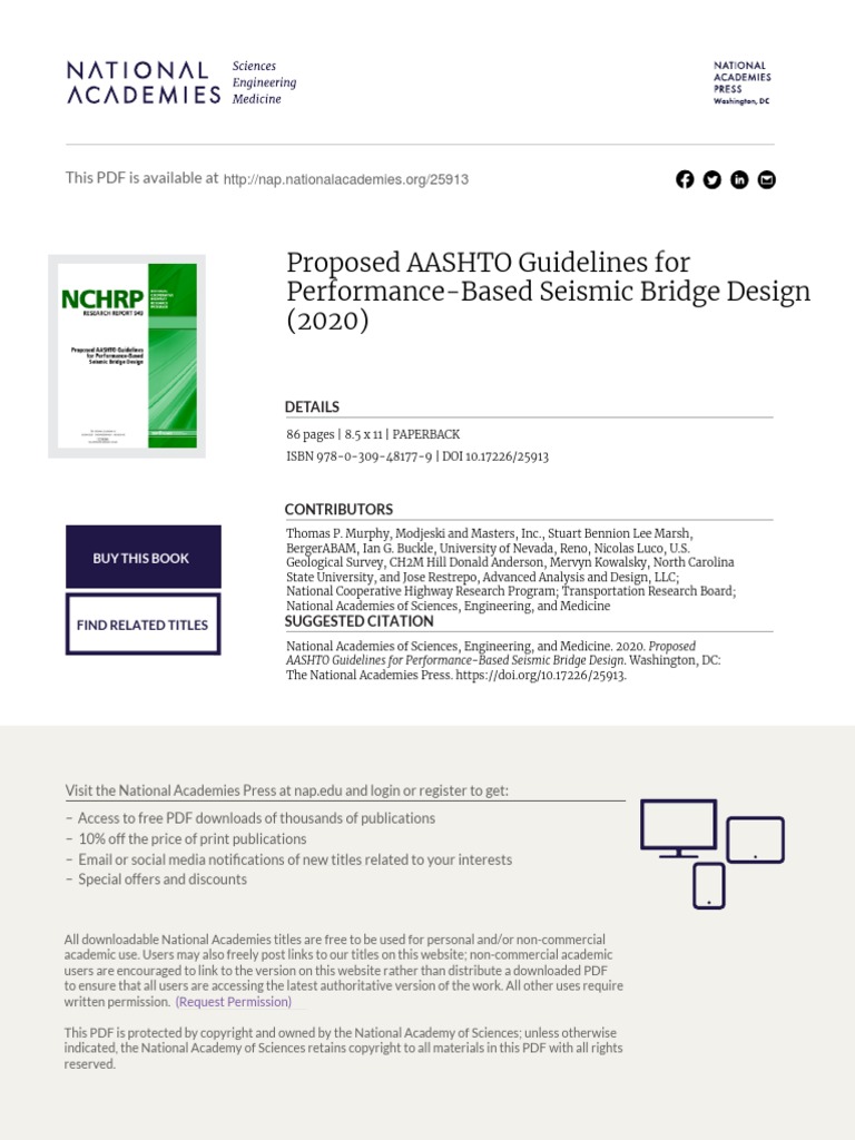 Proposed AASHTO Guidelines For Performance-Based Seismic Bridge Design ...
