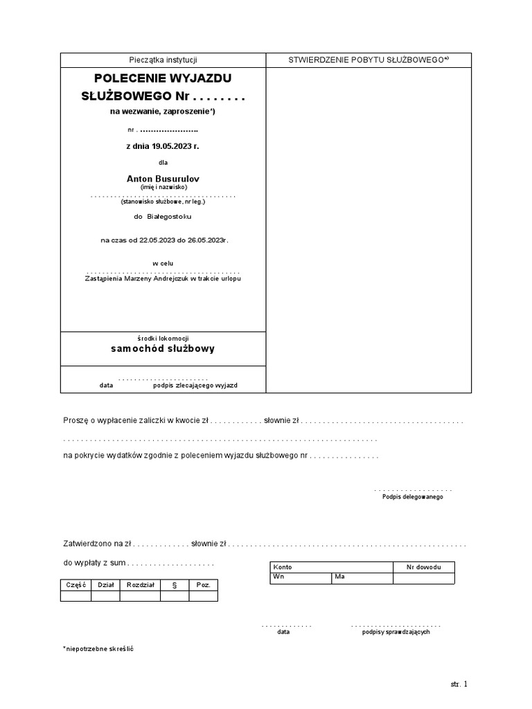 Polec - Wyjazdu Sluzbowego - Delegacja | PDF Polec - Wyjazdu Sluzbowego - Delegacja | PDF