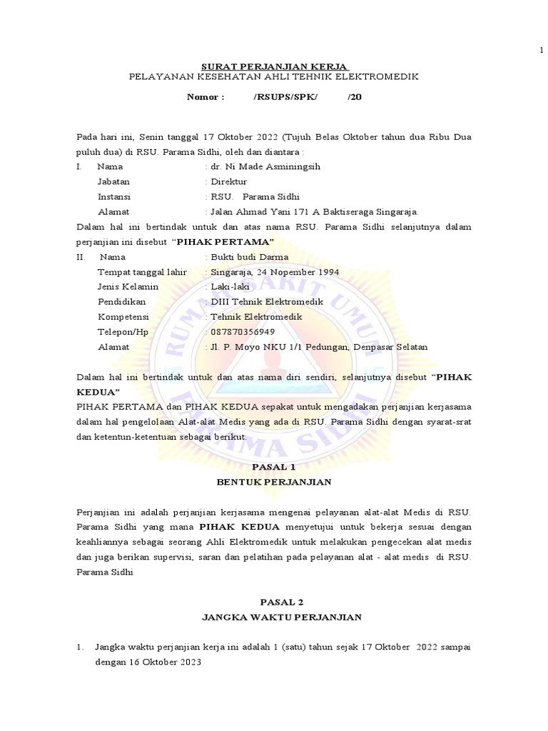 Perjanjian Kerja Atem | PDF