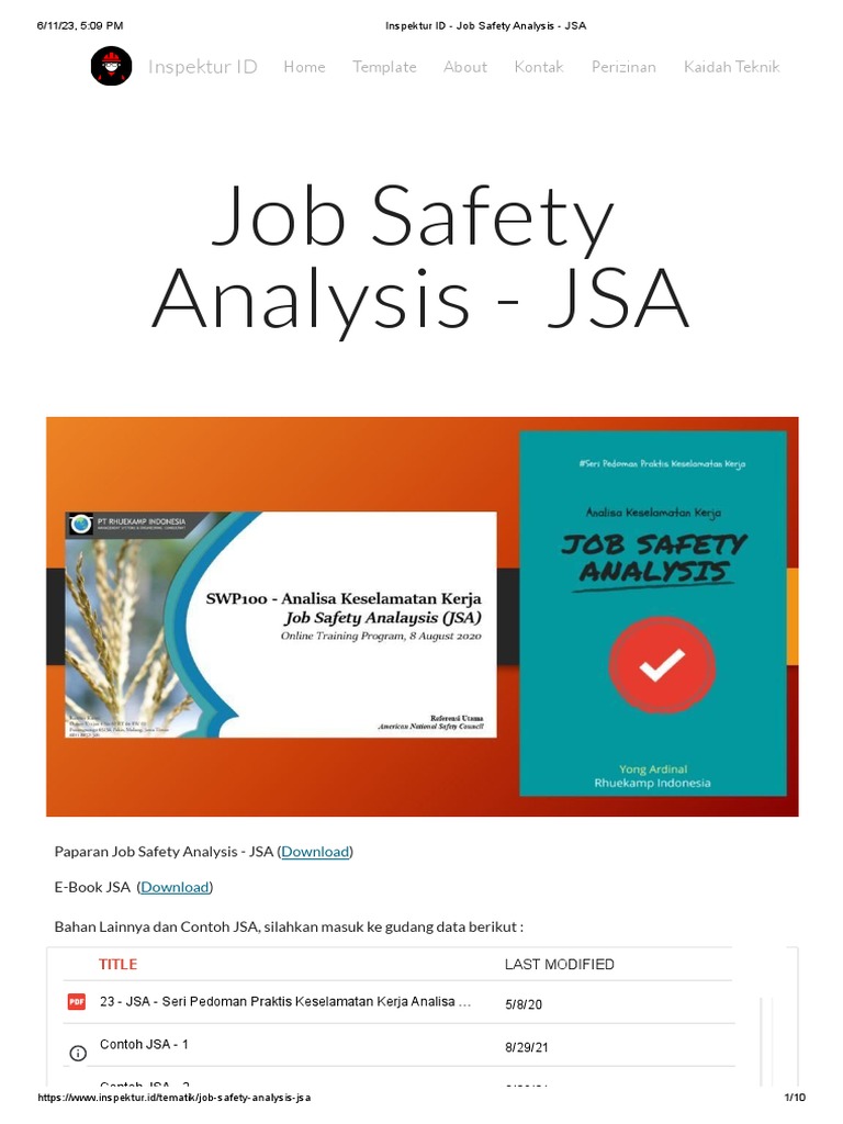 Analisis Keselamatan Kerja JSA | PDF