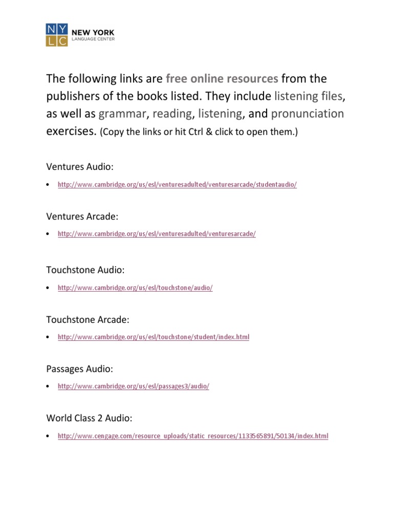 Audio Links Exercises | PDF