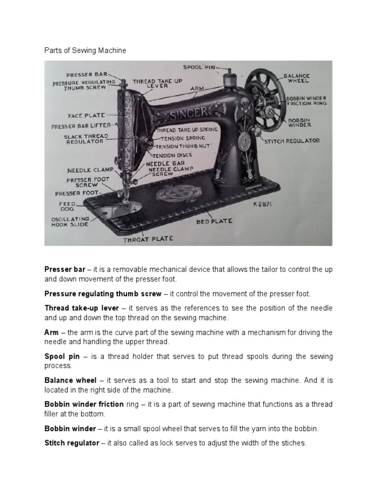Parts of Sewing Machine | PDF