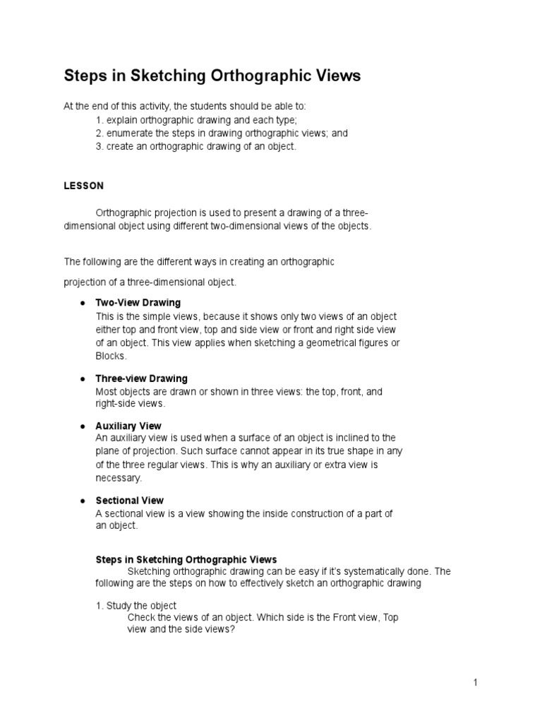 3 Steps In Sketching Orthographic Views Download Free Pdf Drawing