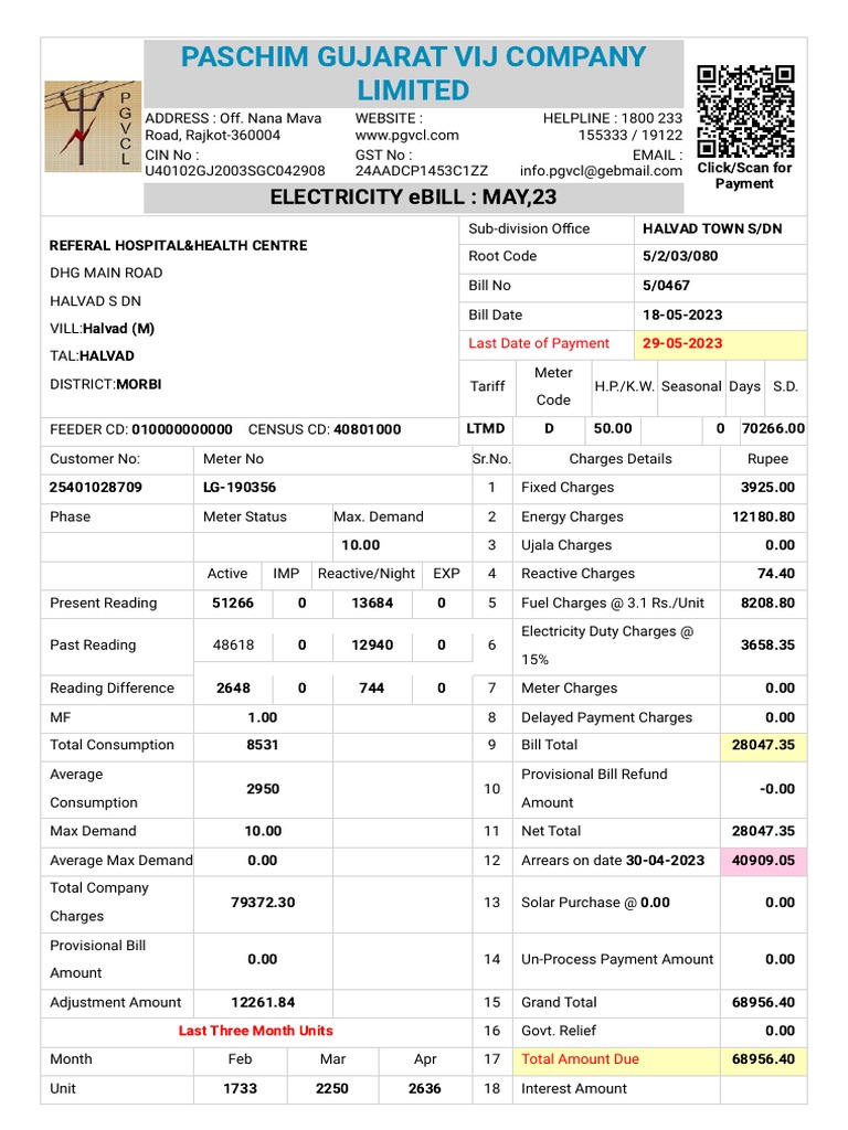PGVCL Bill-25401028709 | PDF | Electrical Engineering | Sustainable ...