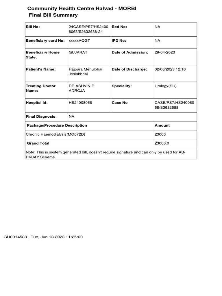 Hospital Bill Format2478504_13-06-2023 (1) | PDF