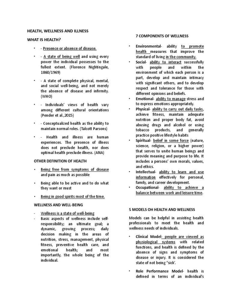 Funda Lesson1 Health and Wellness | PDF | Preventive Healthcare | Behavior