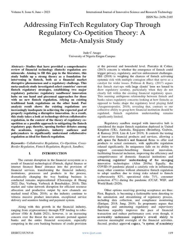 Addressing FinTech Regulatory Gap Through Regulatory Co-Opetition ...