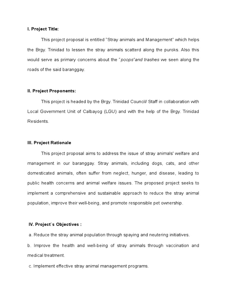 Project Proposal | Download Free PDF | Animal Welfare | Volunteering