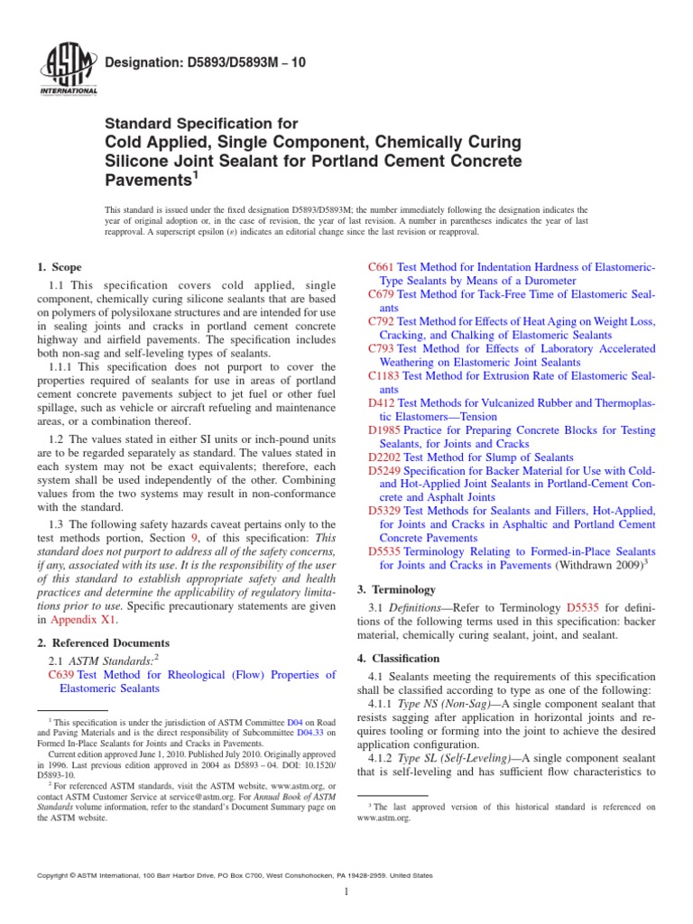 D5893D5893M-10 Specification For Cold Applied, Single Component ...