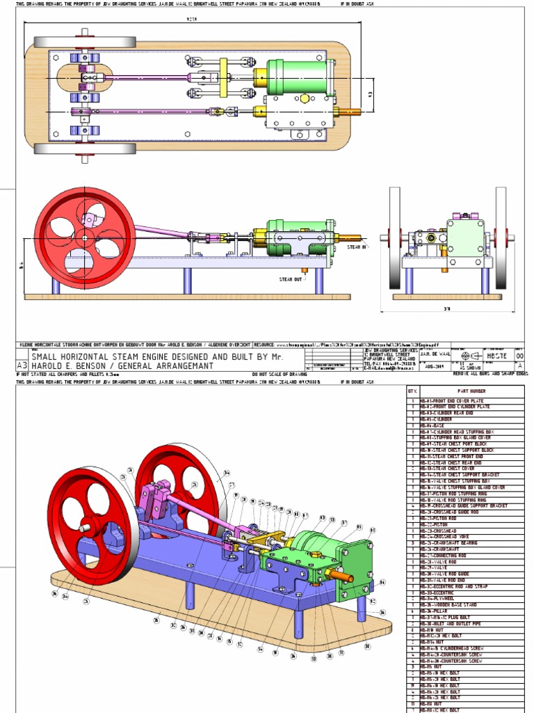 Small Horizontal Steam Engine Drawing | PDF | Screw | Engines