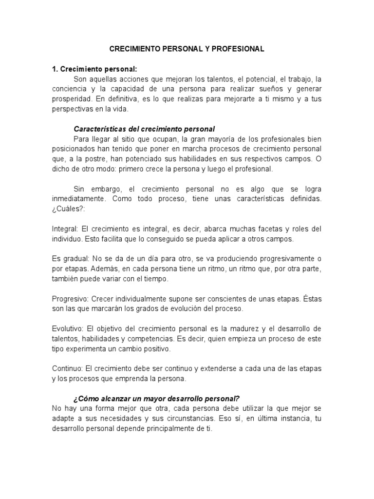 Crecimiento Personal y Profesional | PDF | Desarrollo personal | Evolución