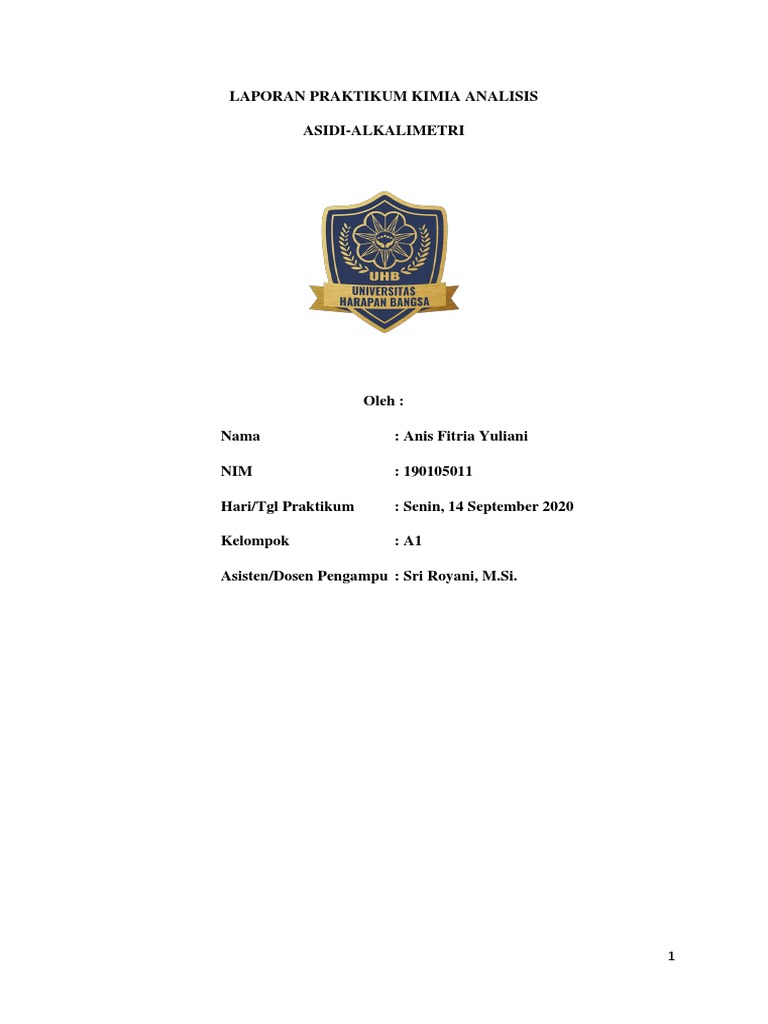 Laporan Praktikum Kimia Analisis - Anis Fitria Yuliani | PDF