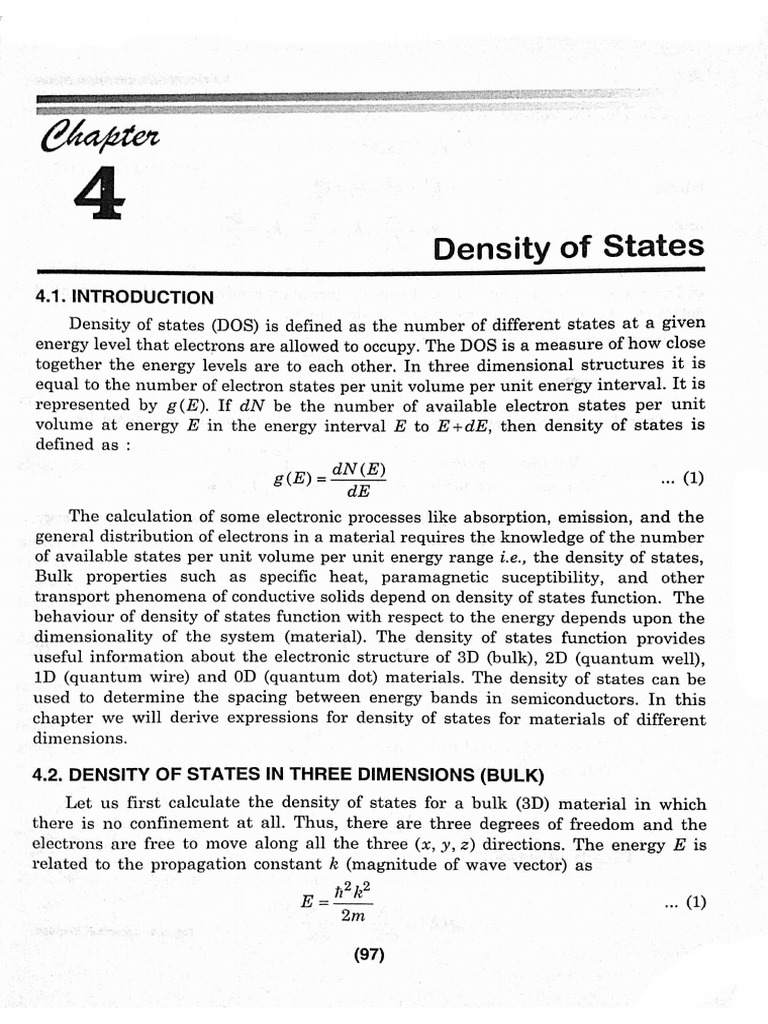 4 Density of States of Materials (0D, 1D, 2D & 3D) at Nanoscale | PDF