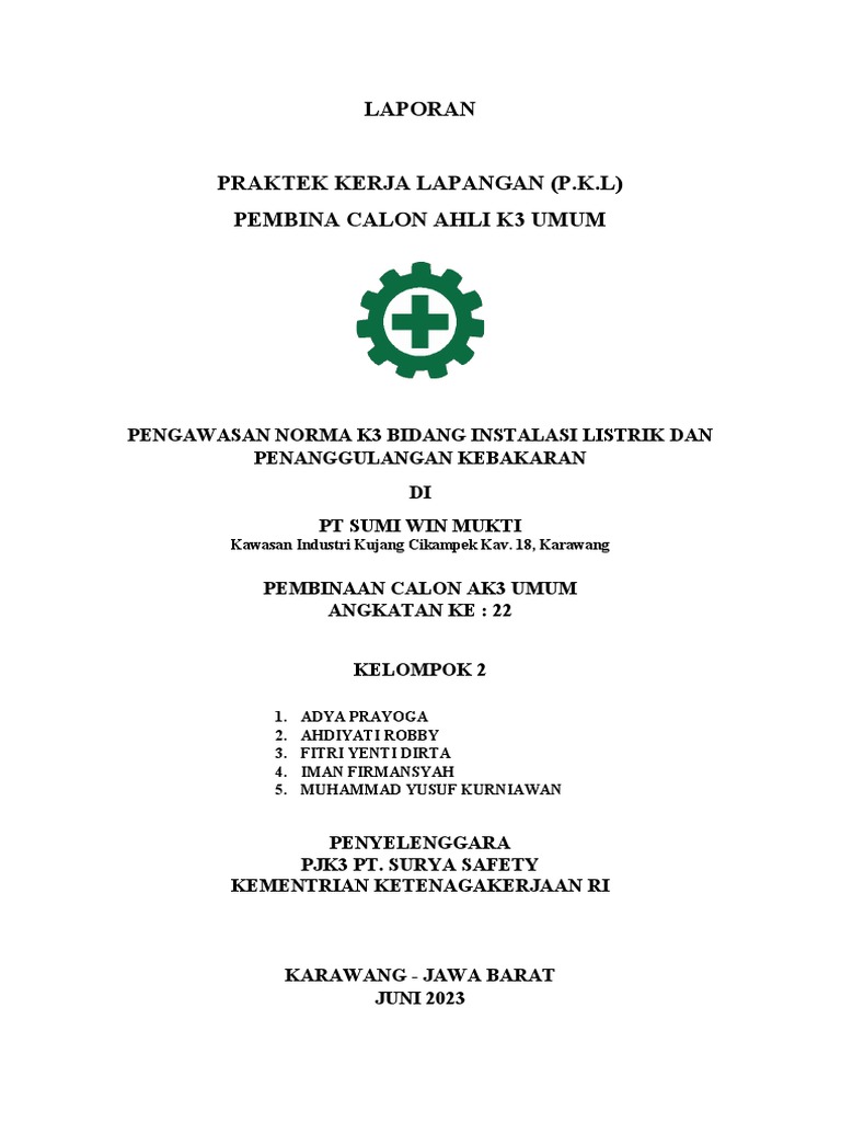 Laporan PKL K3 Kel 2 K3 Listrik & Kebakaran | PDF