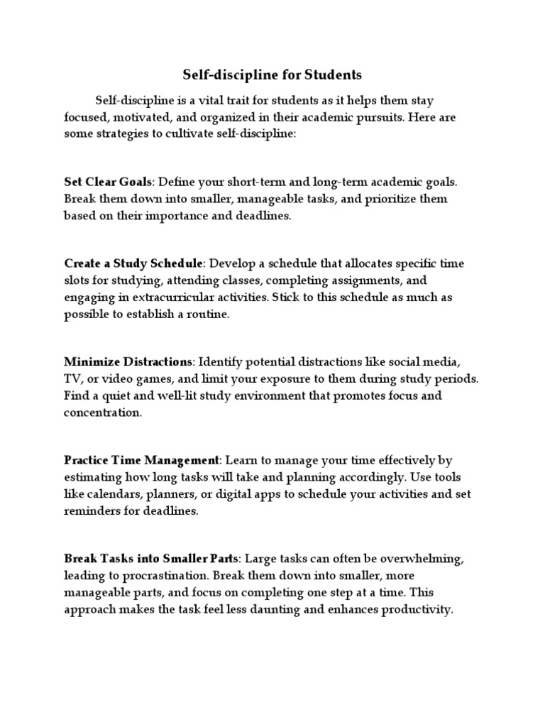 Strategies for Student Self-Discipline | PDF | Disciplines | Change