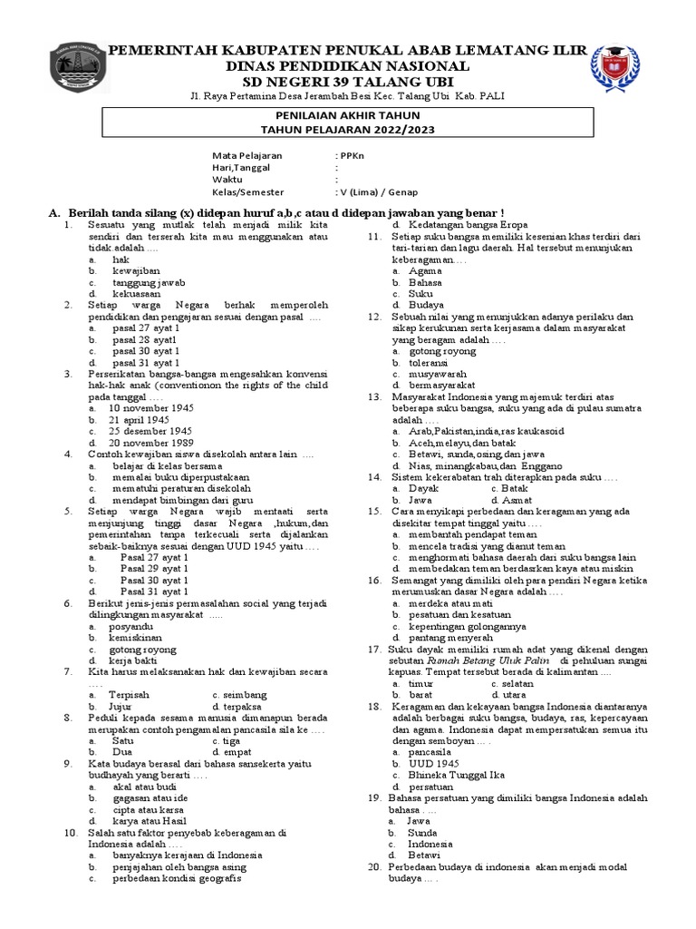 SOAL PAT PPKN Genap | PDF