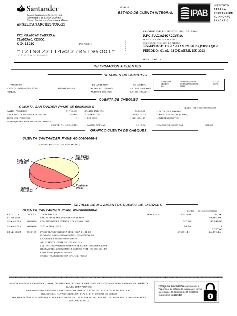 Plantilla Banco Santander | PDF | Transferencia bancaria | Bancos