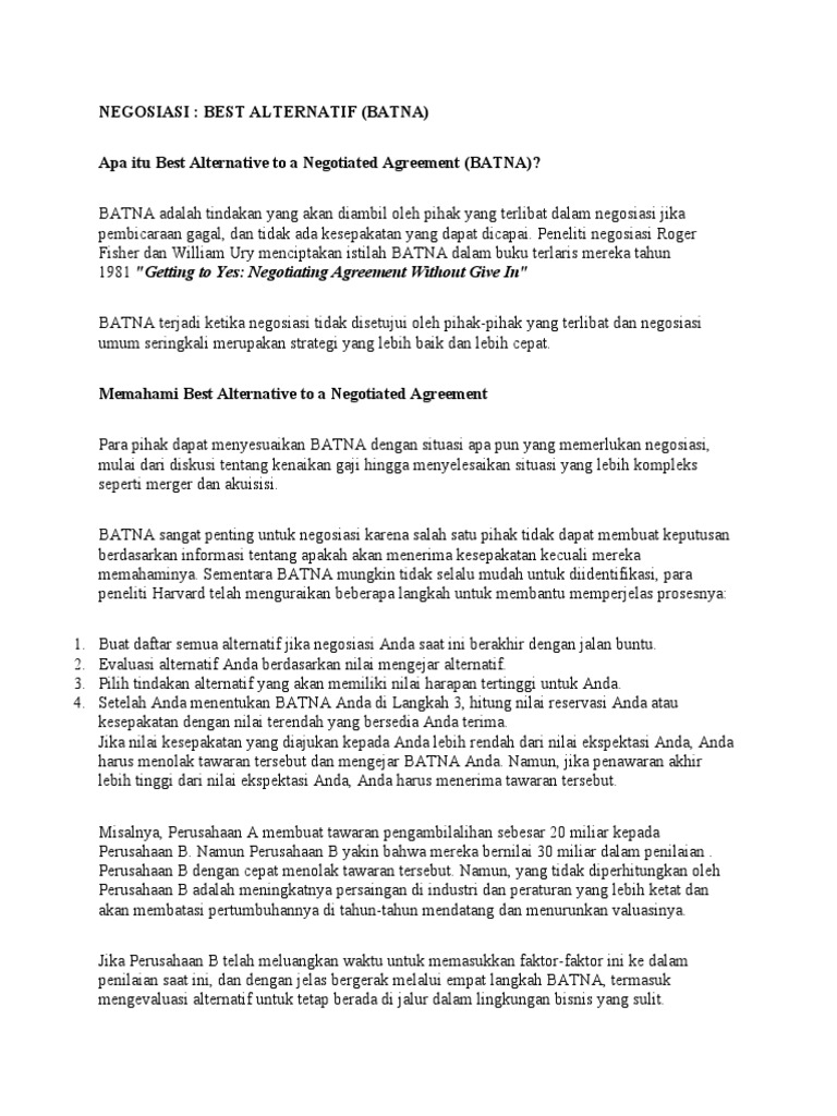 Batna Negosiasi | PDF