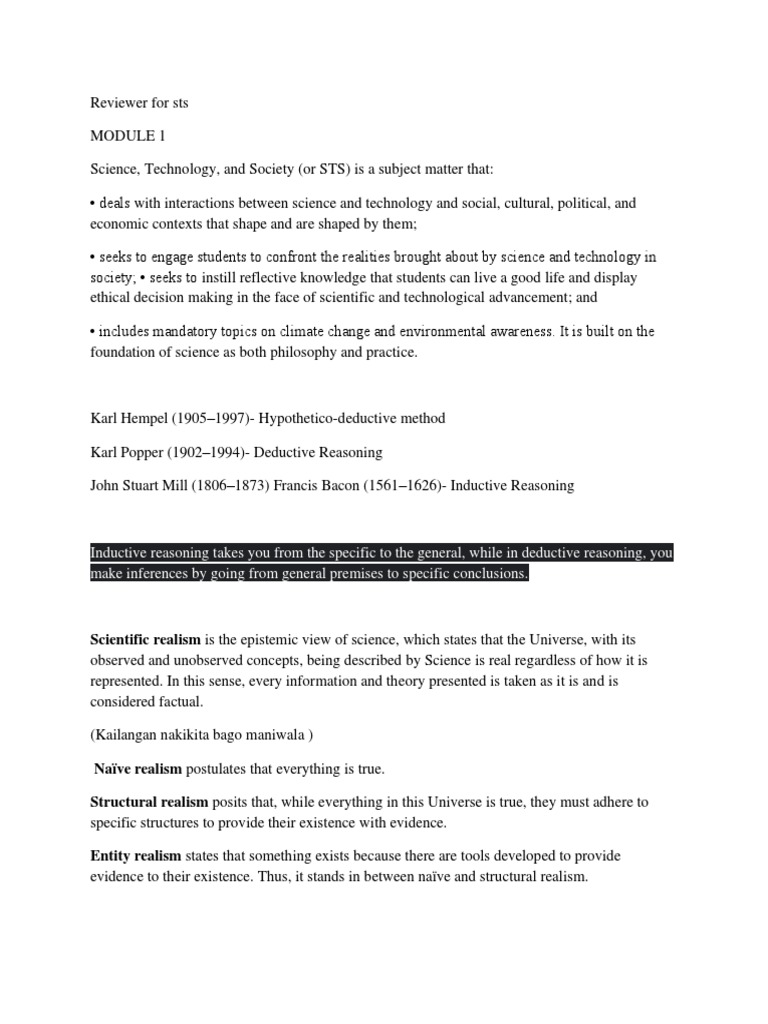 Reviewer STS Prelim | PDF | Science | Heliocentrism