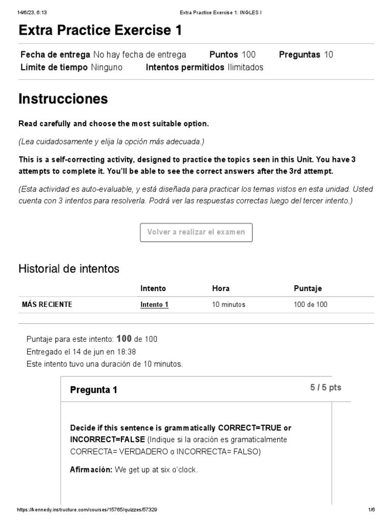 Extra Practice Exercise 1 | PDF