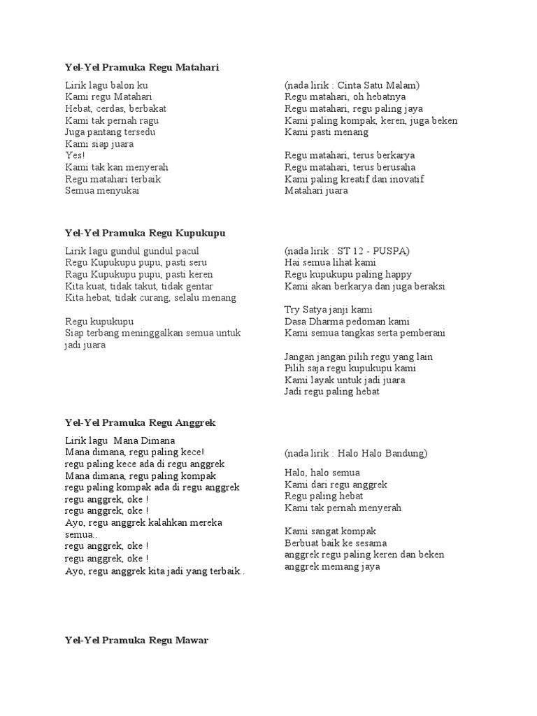 Yel Yel Pramuka | PDF