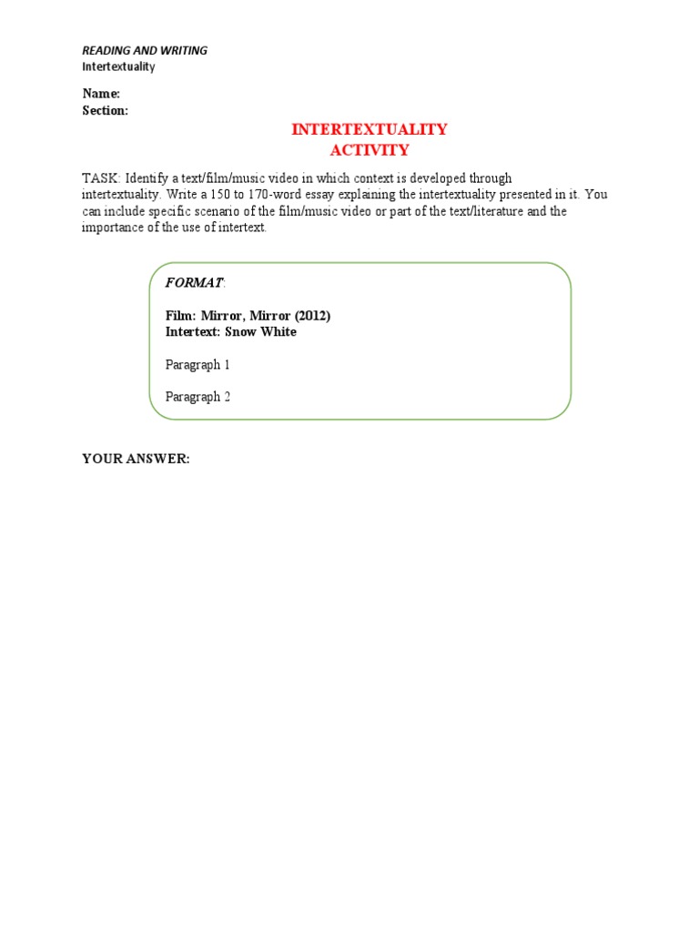 Activity - Intertextuality | PDF