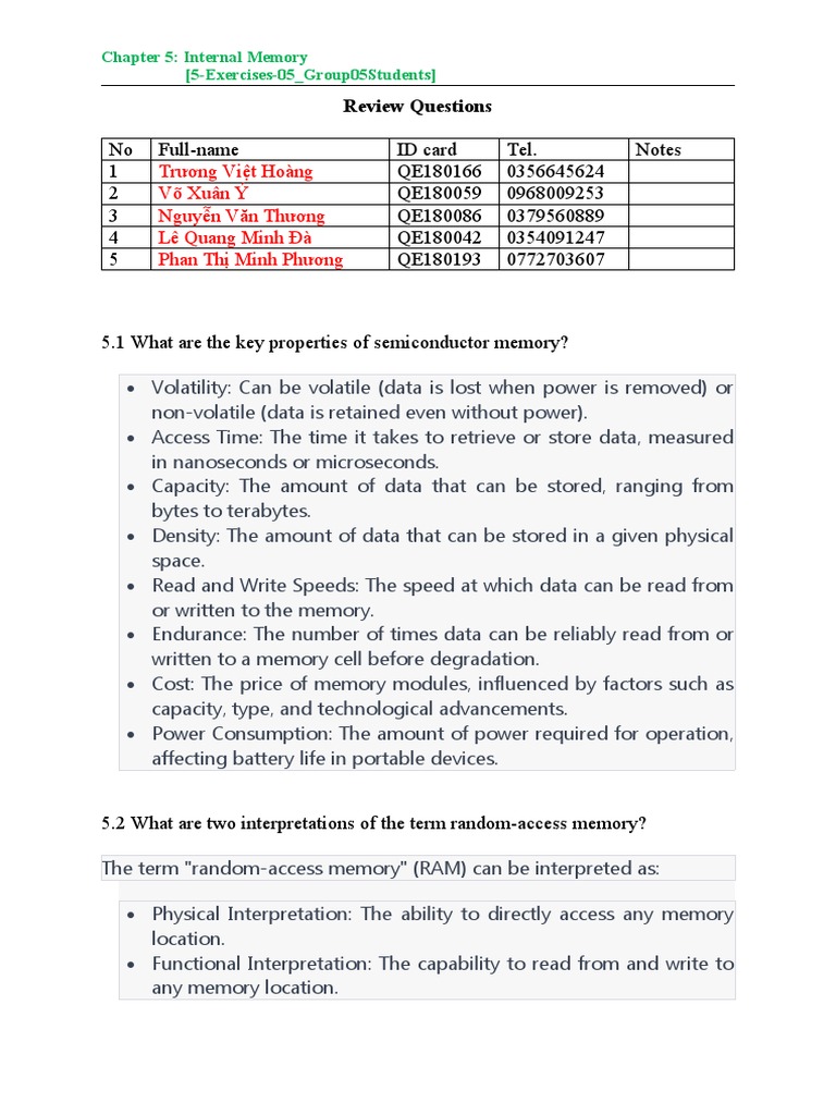 Sp23 - Chapter 05 - Internal Memory | PDF | Random Access Memory | Read Only Memory