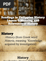 READINGS IN PHILIPPINE HISTORY (Reviewer) | PDF | Historiography | Historian