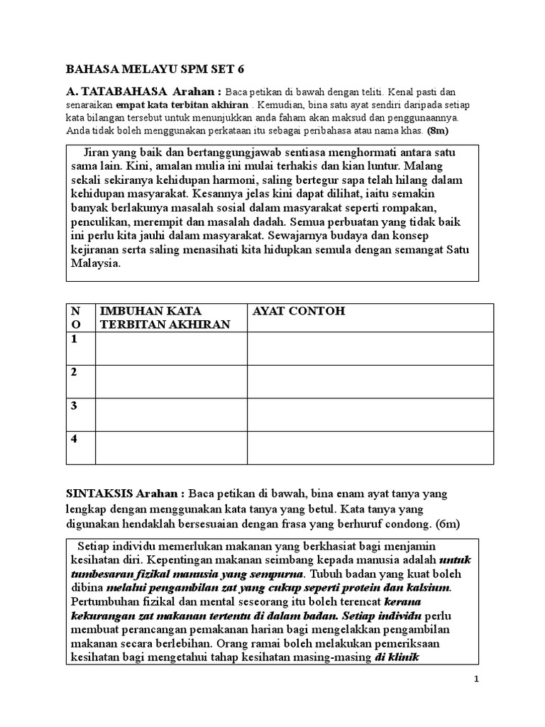 Bahasa Melayu SPM Set 6 2023 | PDF