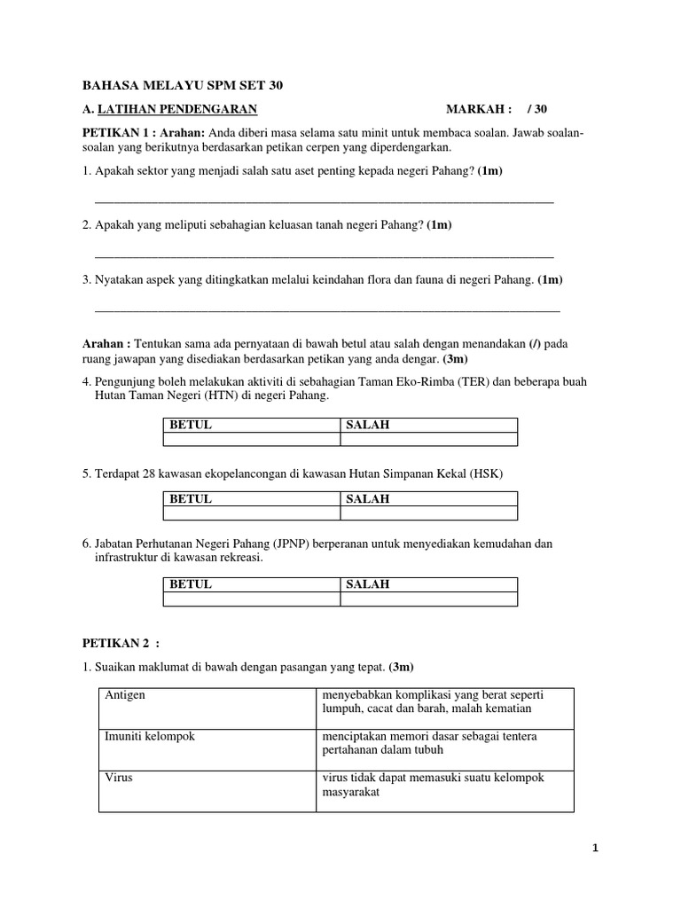 Bahasa Melayu SPM Set 30 2022 (T4) PDF | PDF