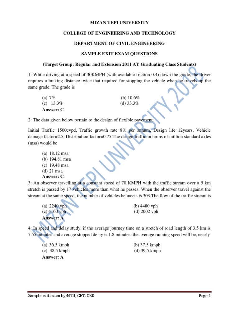 Sample Exit Exam Questions | PDF
