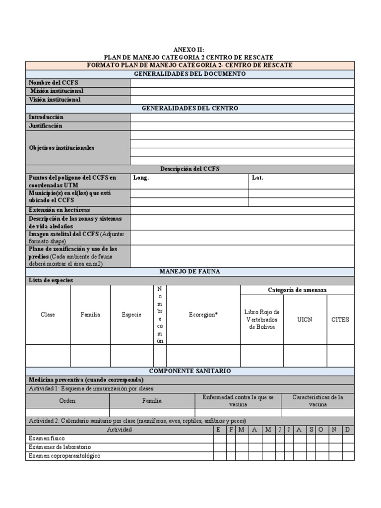 05 Anexo II - Plan de Manejo Centro de Rescate | PDF