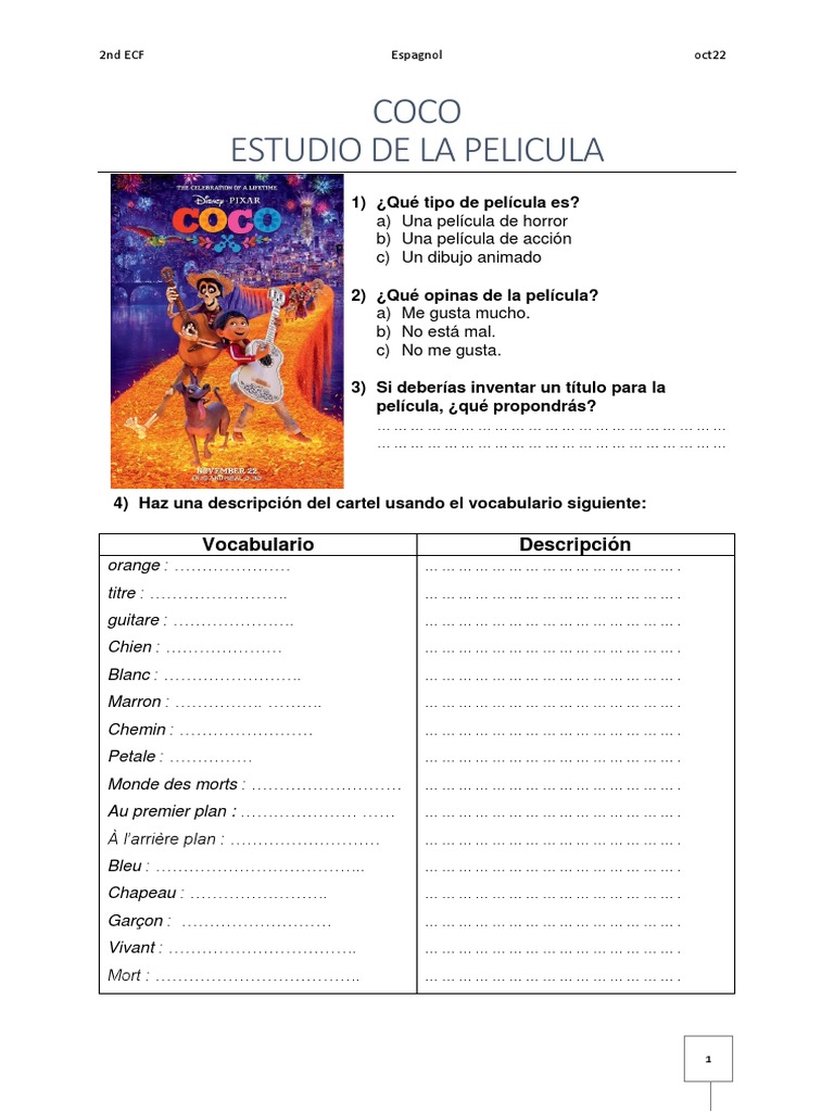 Actividades y preguntas sobre la película Coco | PDF