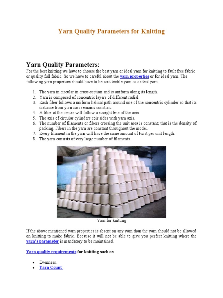 Yarn Quality | PDF | Yarn | Knitting