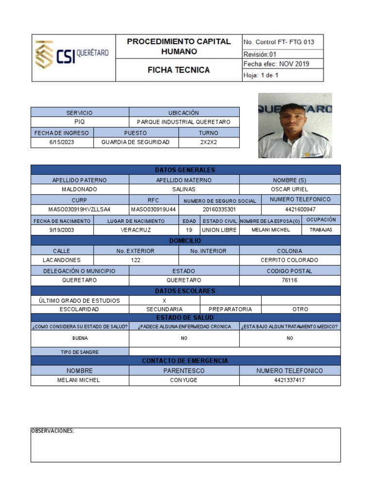Ficha Tecnica Formato | PDF