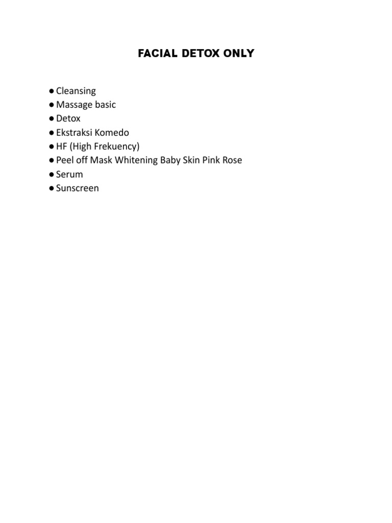 Sop Facial Detox Only | PDF