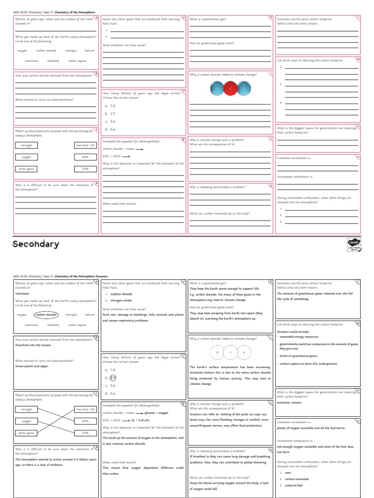 Topic 9 Chemistry of The Atmosphere Revision Mat | PDF | Atmosphere ...