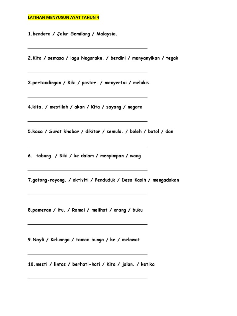 Latihan Susun Ayat | PDF